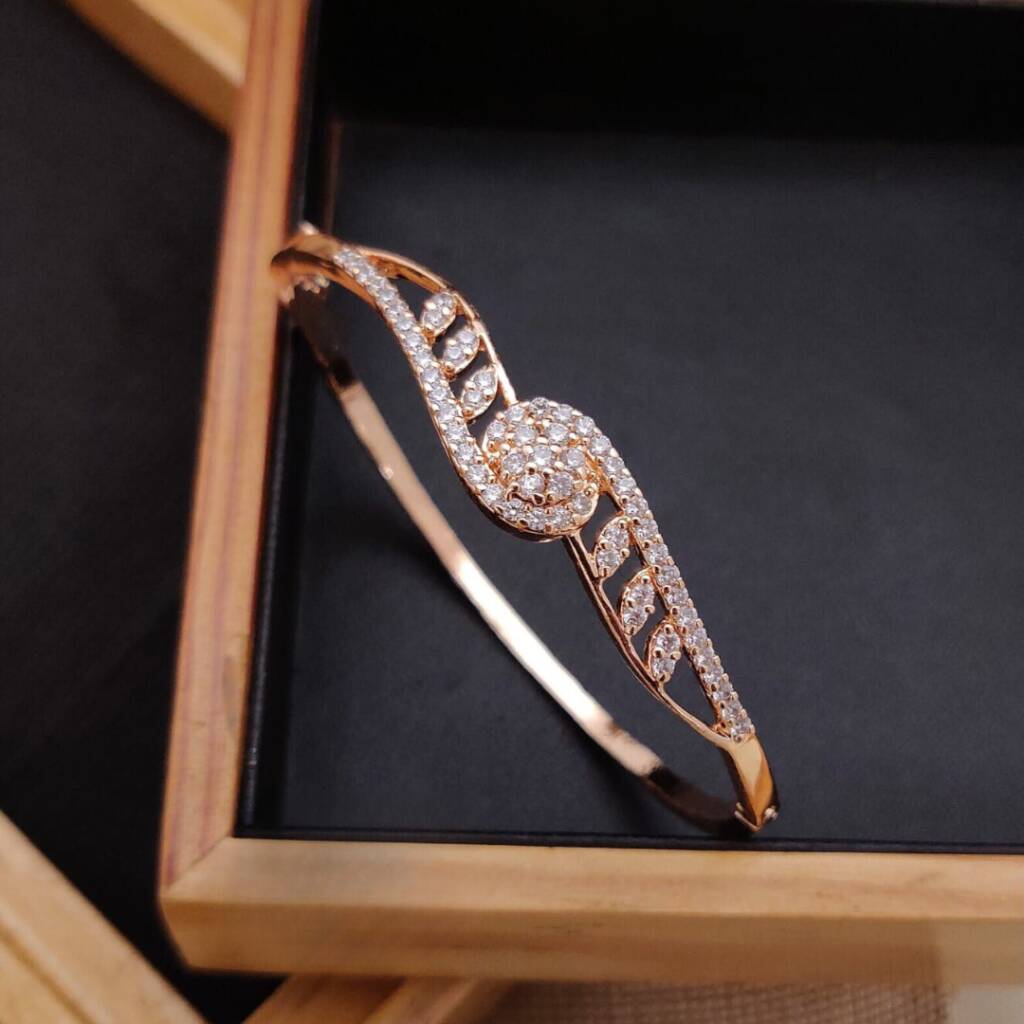 Slim Rose Gold Zircon Stacking Designer Bangle By The Colourful Aura ...