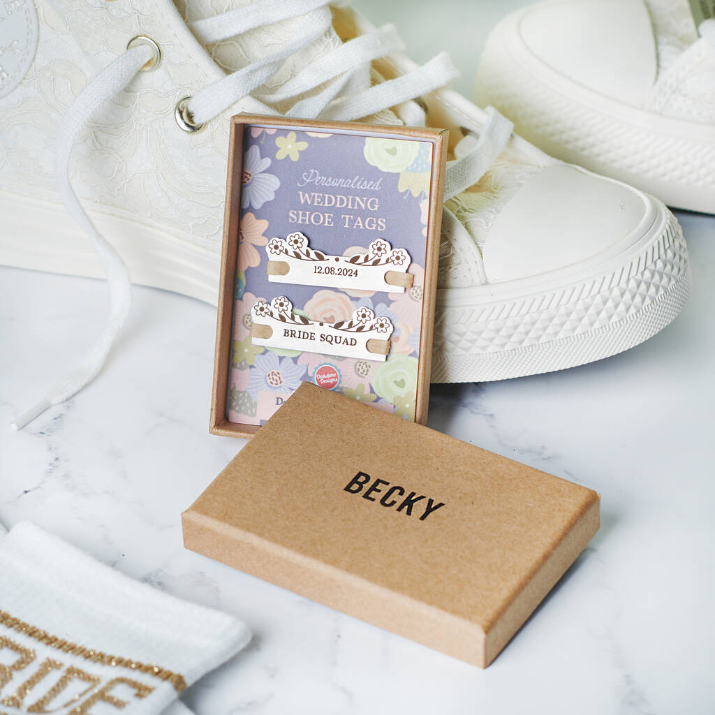 Personalised Bridesmaid Metal Shoe Tags By Oakdene Designs