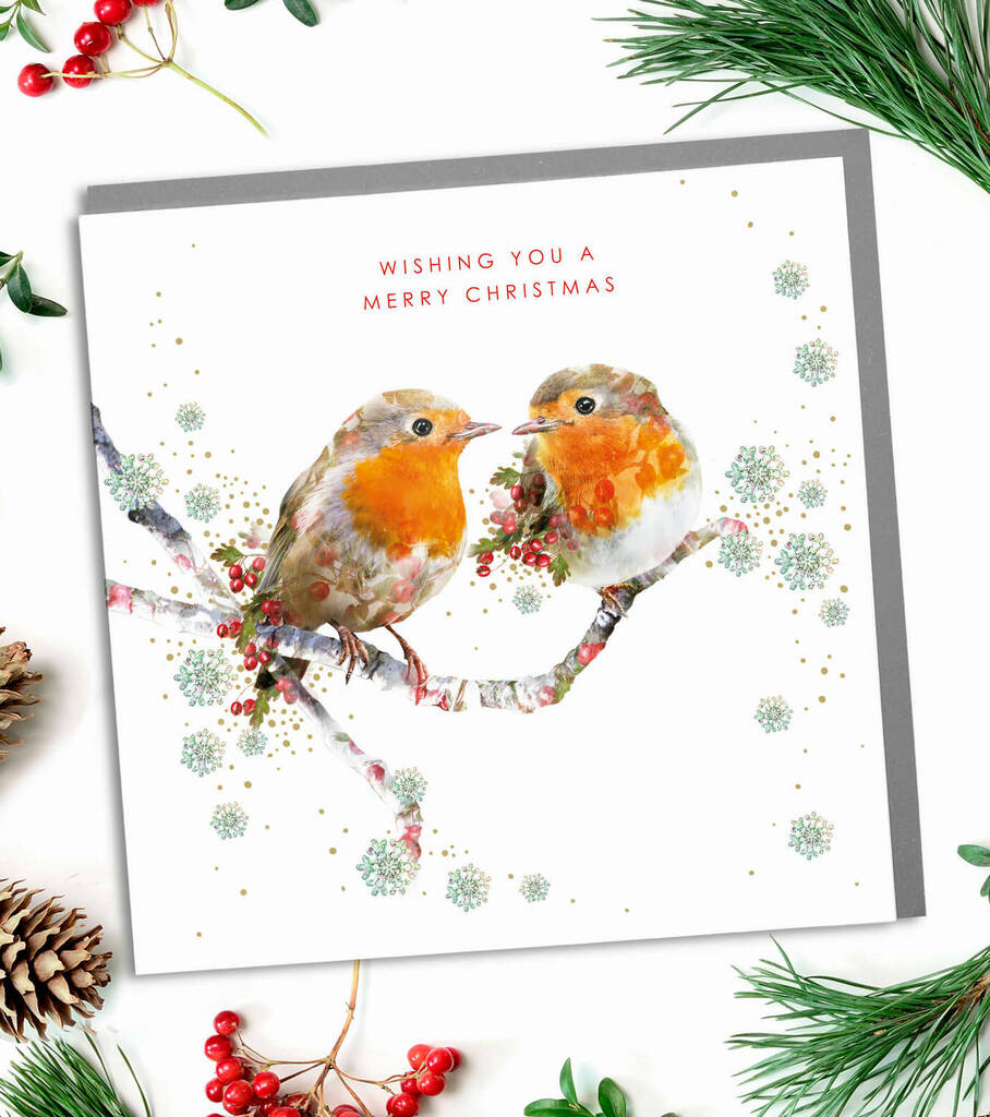Two Robins Christmas Card By Lola Design Ltd