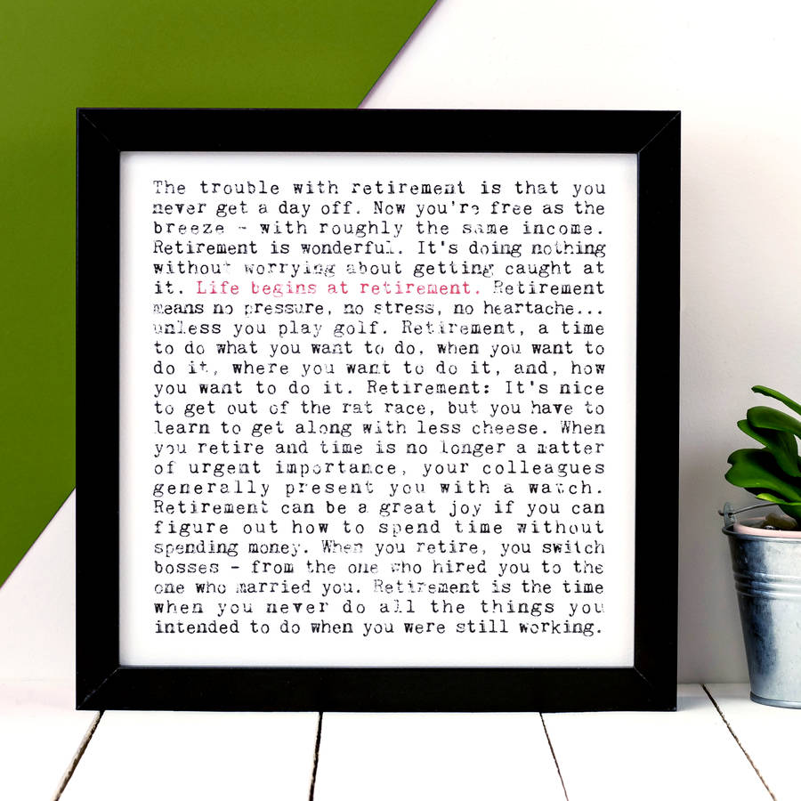 Life Begins At Retirement Print By Coulson Macleod | notonthehighstreet.com Life Begins At Retirement Print By Coulson Macleod | notonthehighstreet.com