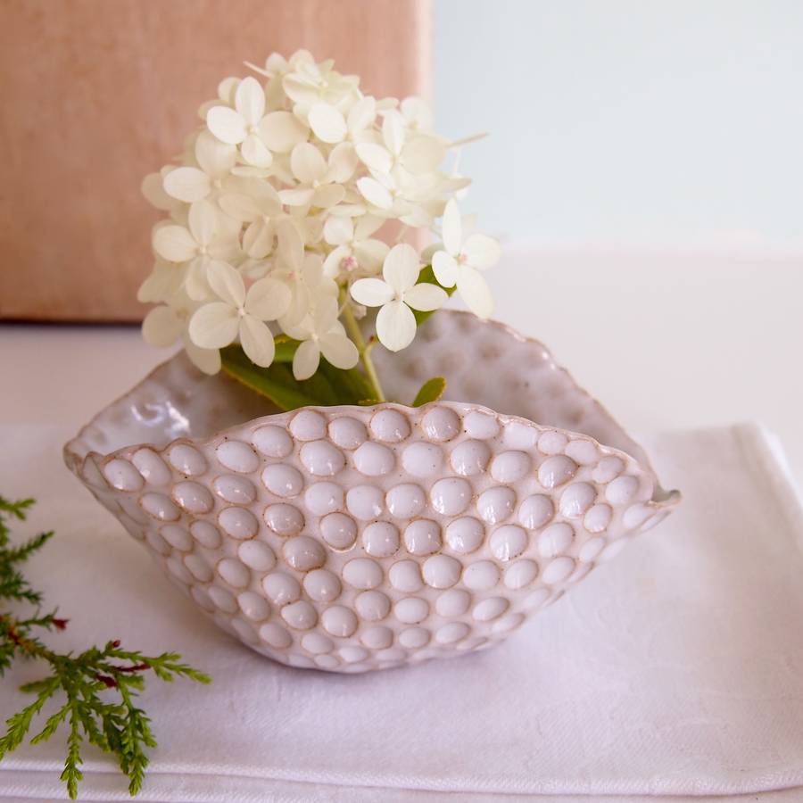 handmade white ceramic shell vase by kabinshop | notonthehighstreet.com