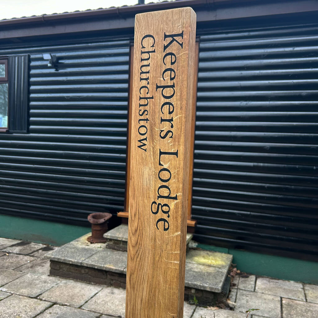 Wide House Sign Post, Made From Solid Oak By Grain Designs ...