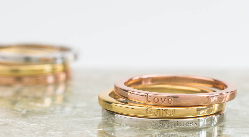 inspiring affirmation stacking rings by synergy jewellery ...