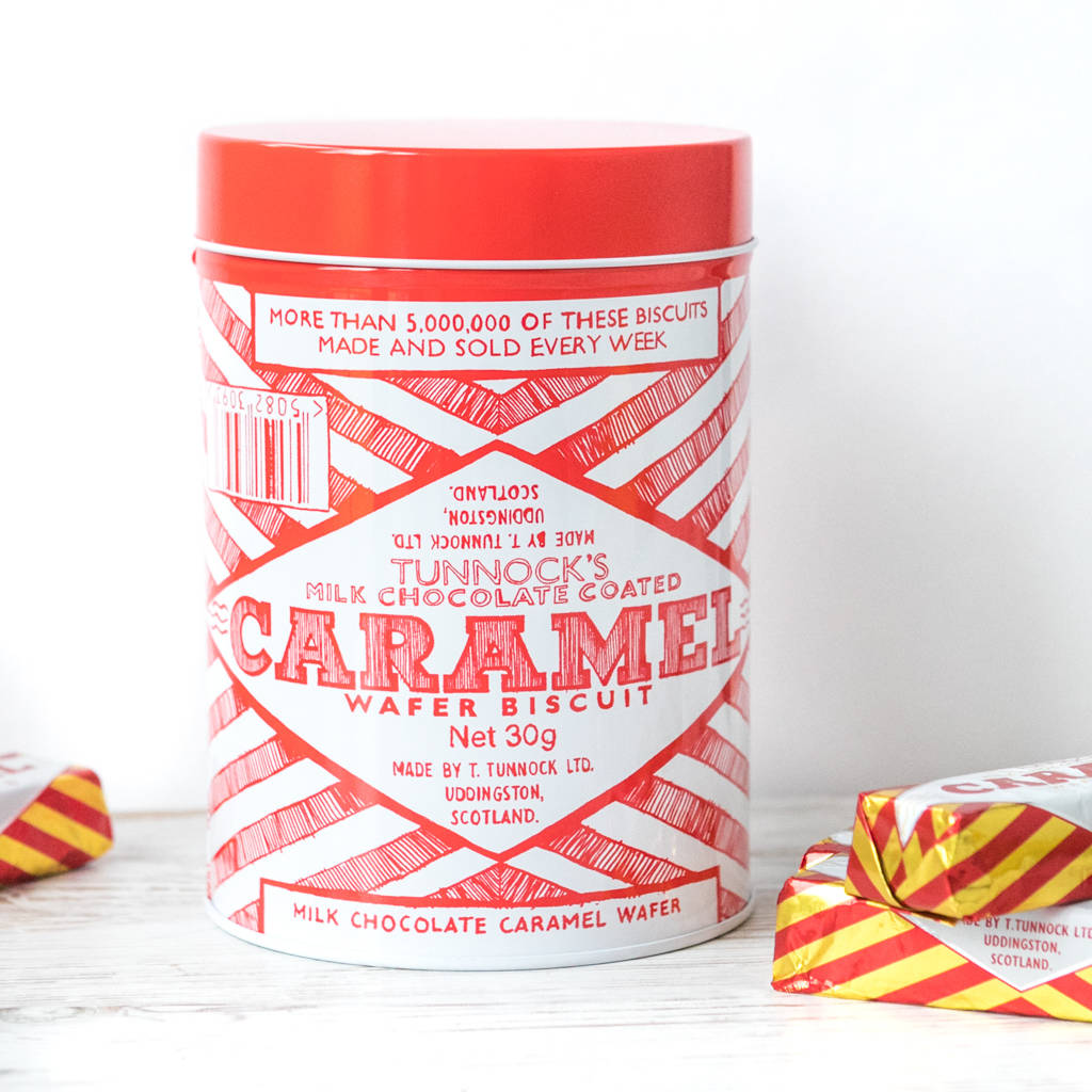 retro caramel wafer red biscuit tin by gillian kyle gift & home ...
