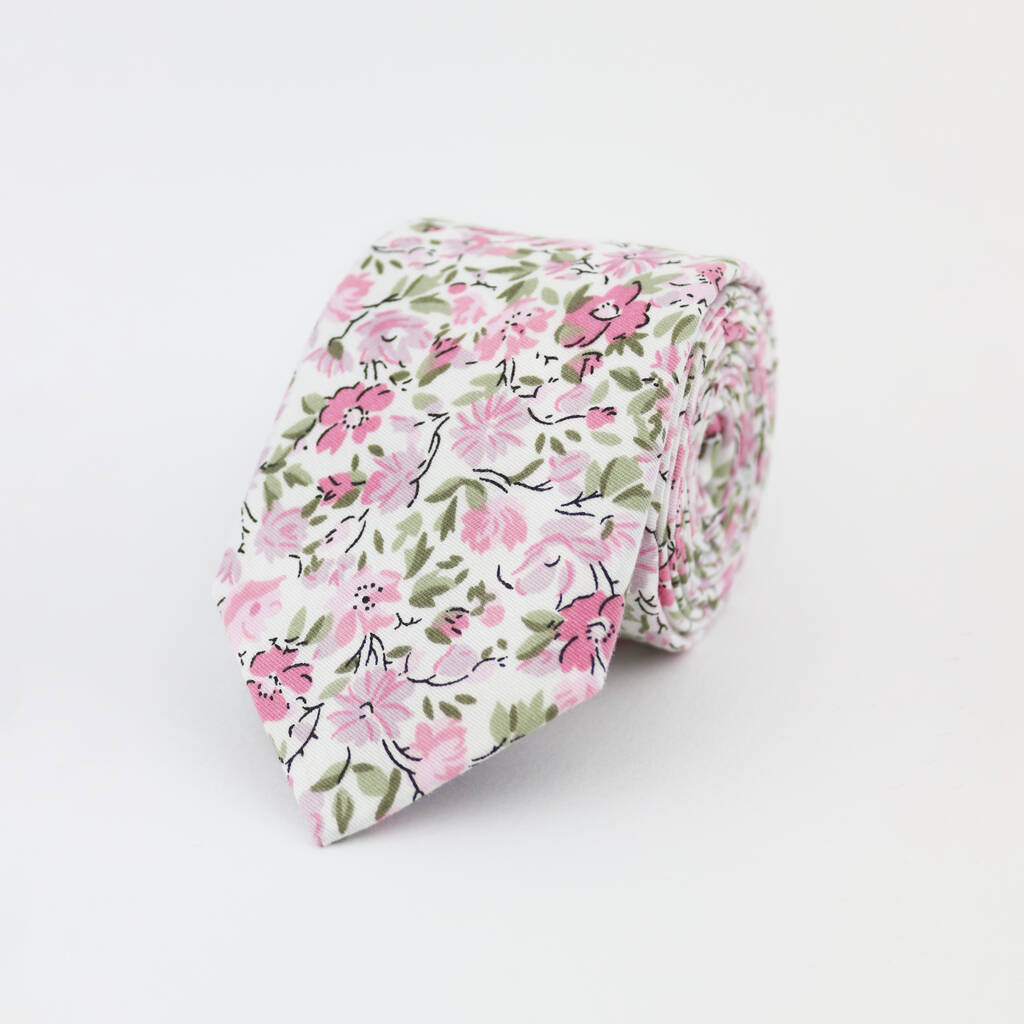 100% Cotton Handmade Floral Wedding Tie Pink By THE GENTS LAB ...