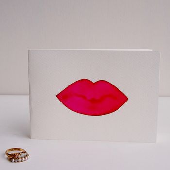 Handmade Original Watercolour Lips Valentines Love Card By Kabinshop ...