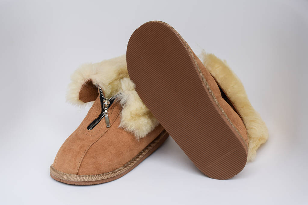 Genuine Sheepskin Slippers With Zipper By Robert's Rugs ...