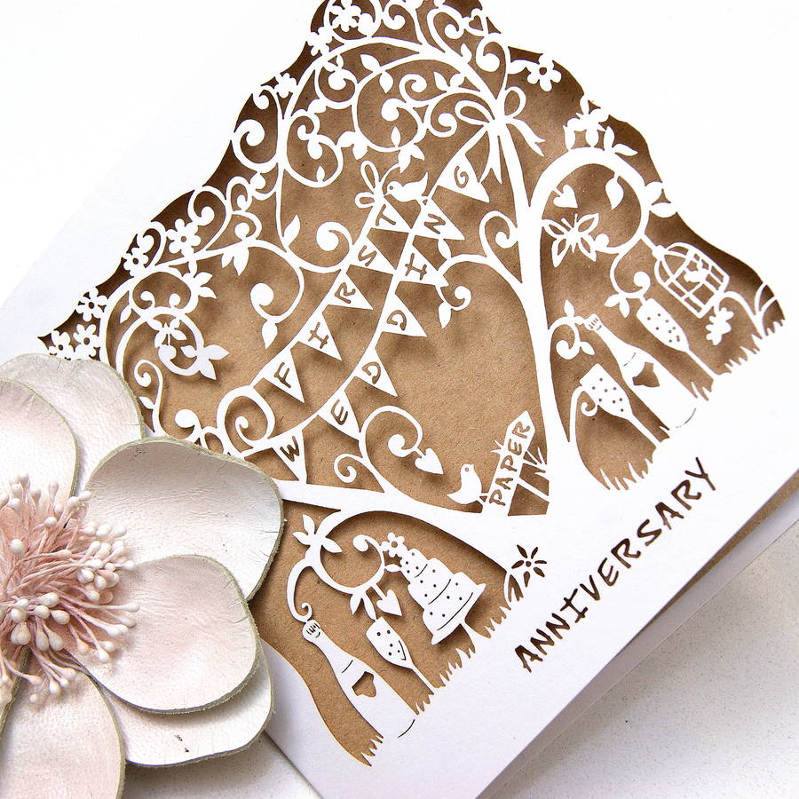 First Wedding Anniversary Card Laser Cut Card By The Hummingbird Card 
