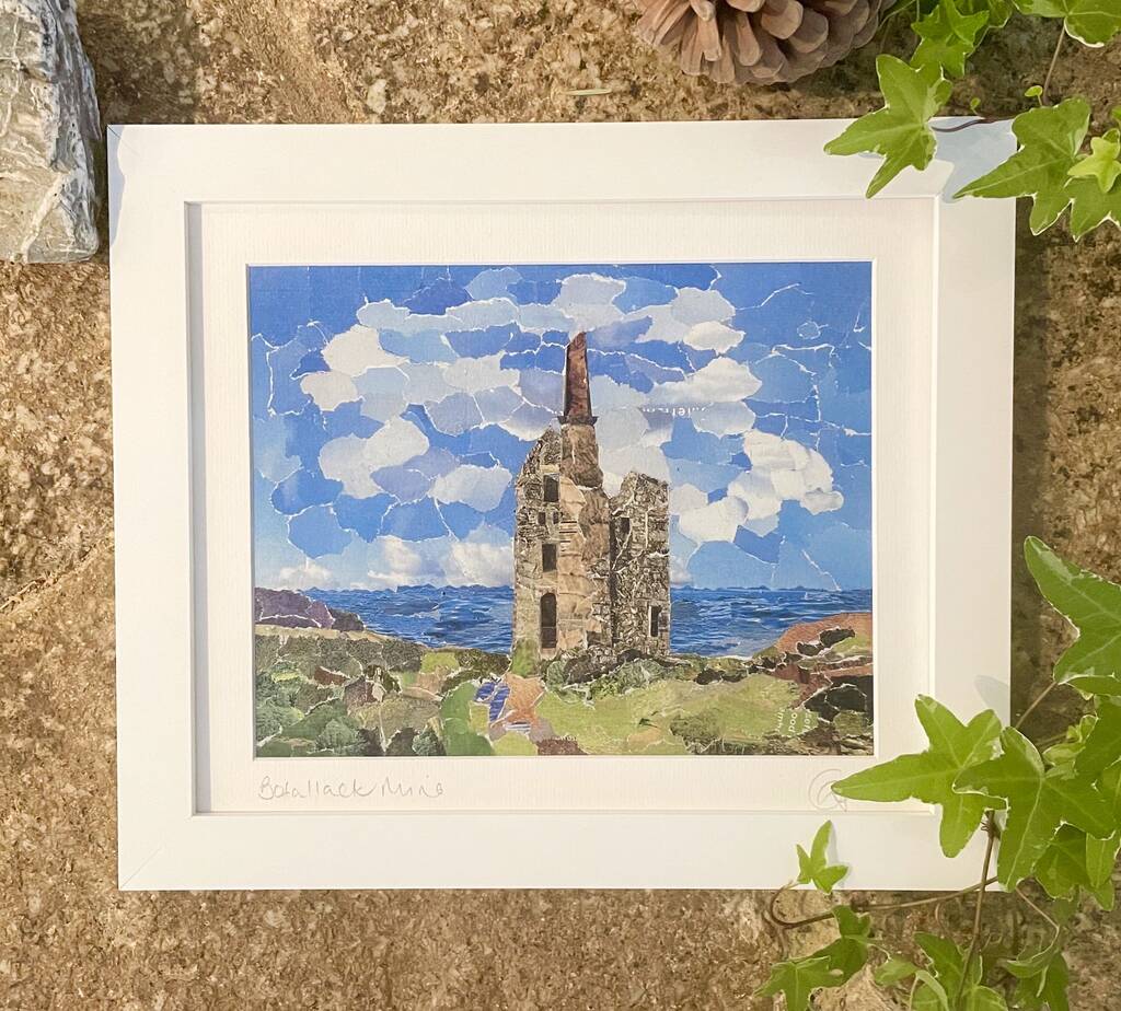 Tin Mine Cornwall Upcycled Paper Collage Print By Junk Mail Art ...