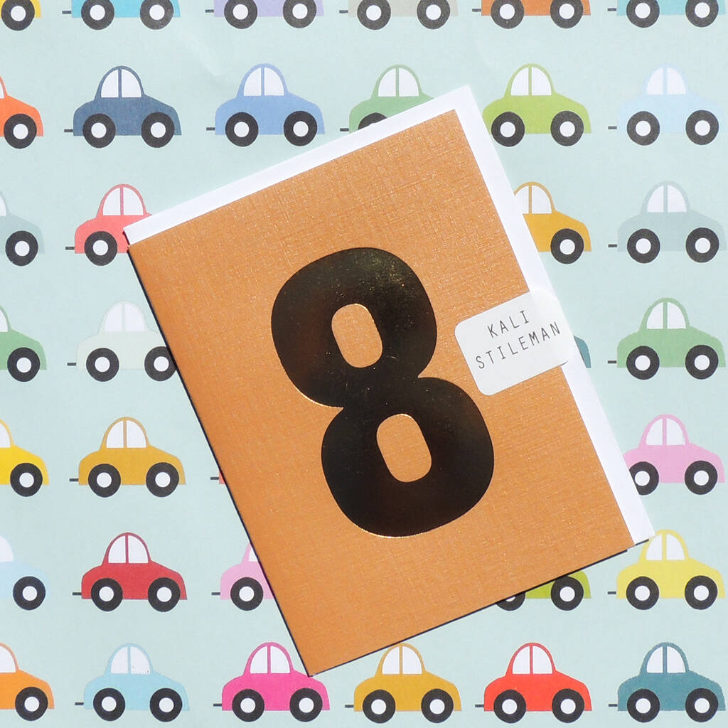 Mini Gold Foiled Number Eight Card By Kali Stileman Publishing