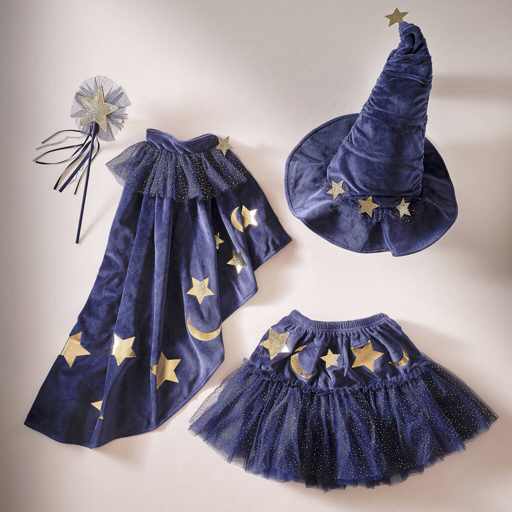 Navy Velvet Wizard Costume Cape By Ginger Ray | notonthehighstreet.com