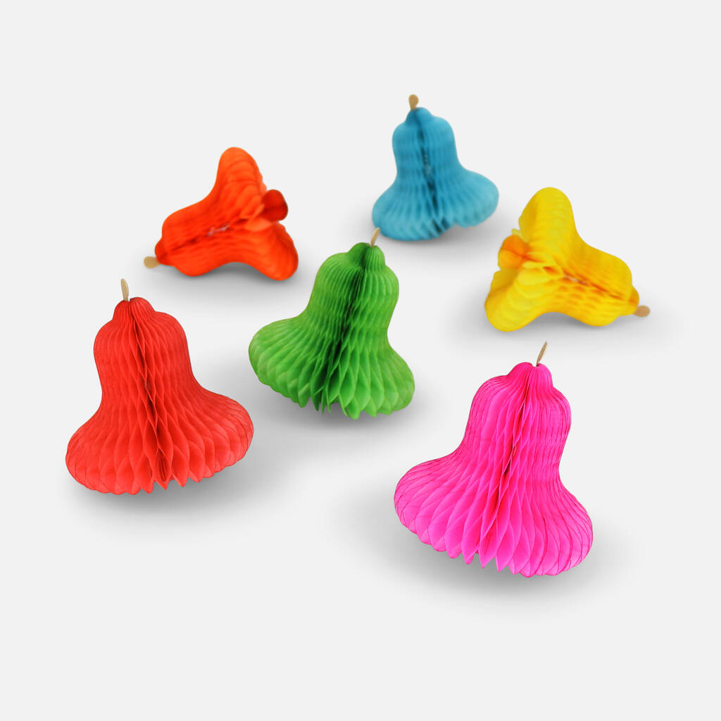 Honeycomb Mini Bells Rainbow Set Of Six, 6cm By The Conscious ...