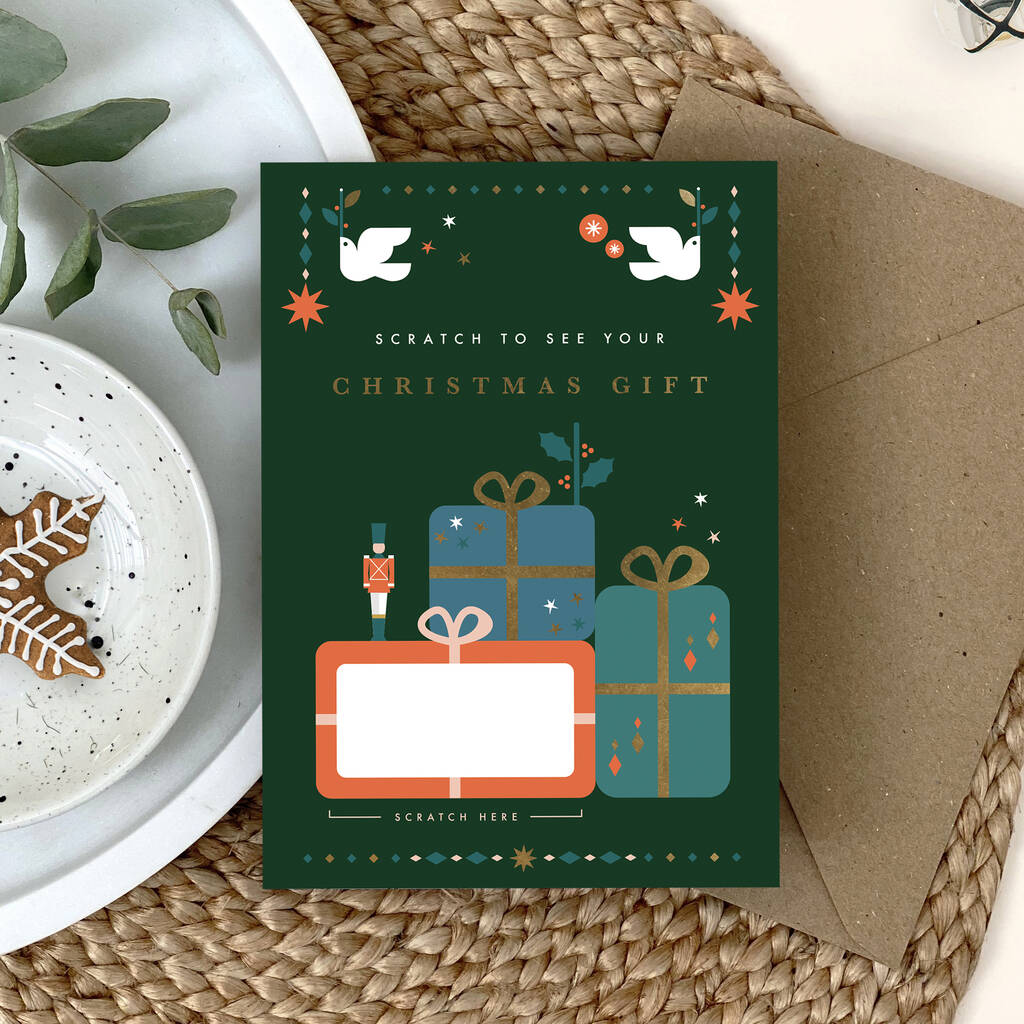 traditional christmas gift scratch surprise card by rodo creative ...
