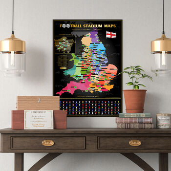 English Football Stadiums Scratch Off Map By Football Stadium Maps ...