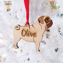 personalised pug wooden tree decoration by hoobynoo ...