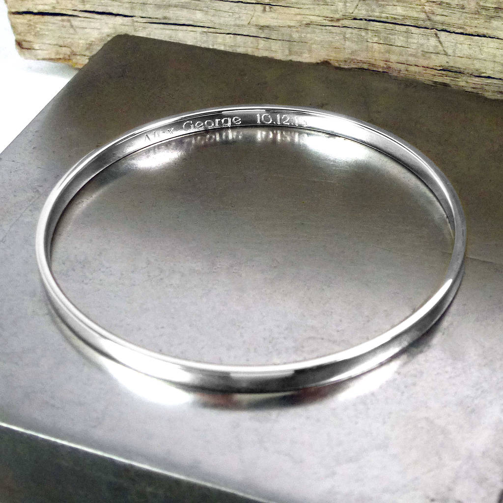 personalised silver bangle by hersey silversmiths | notonthehighstreet.com