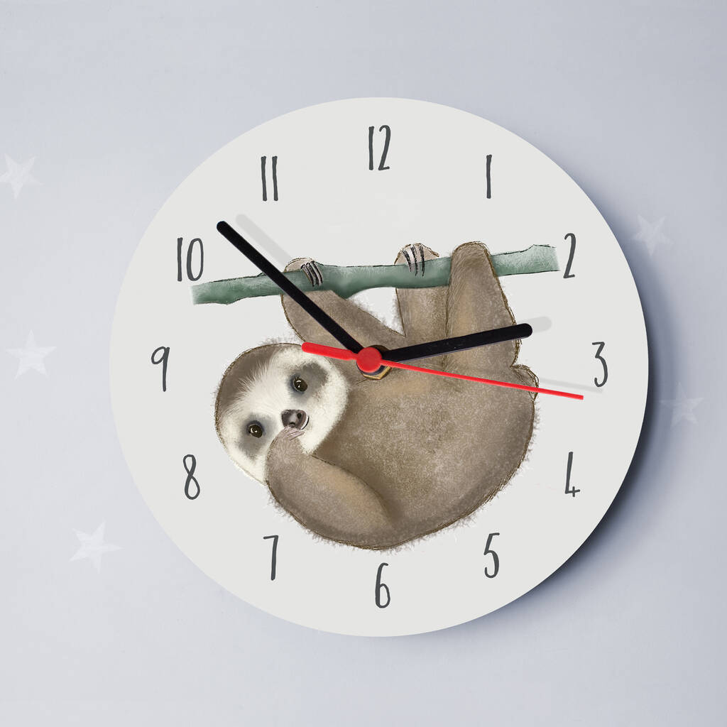 Baby Sloth Personalised Clock By Donna Crain | notonthehighstreet.com
