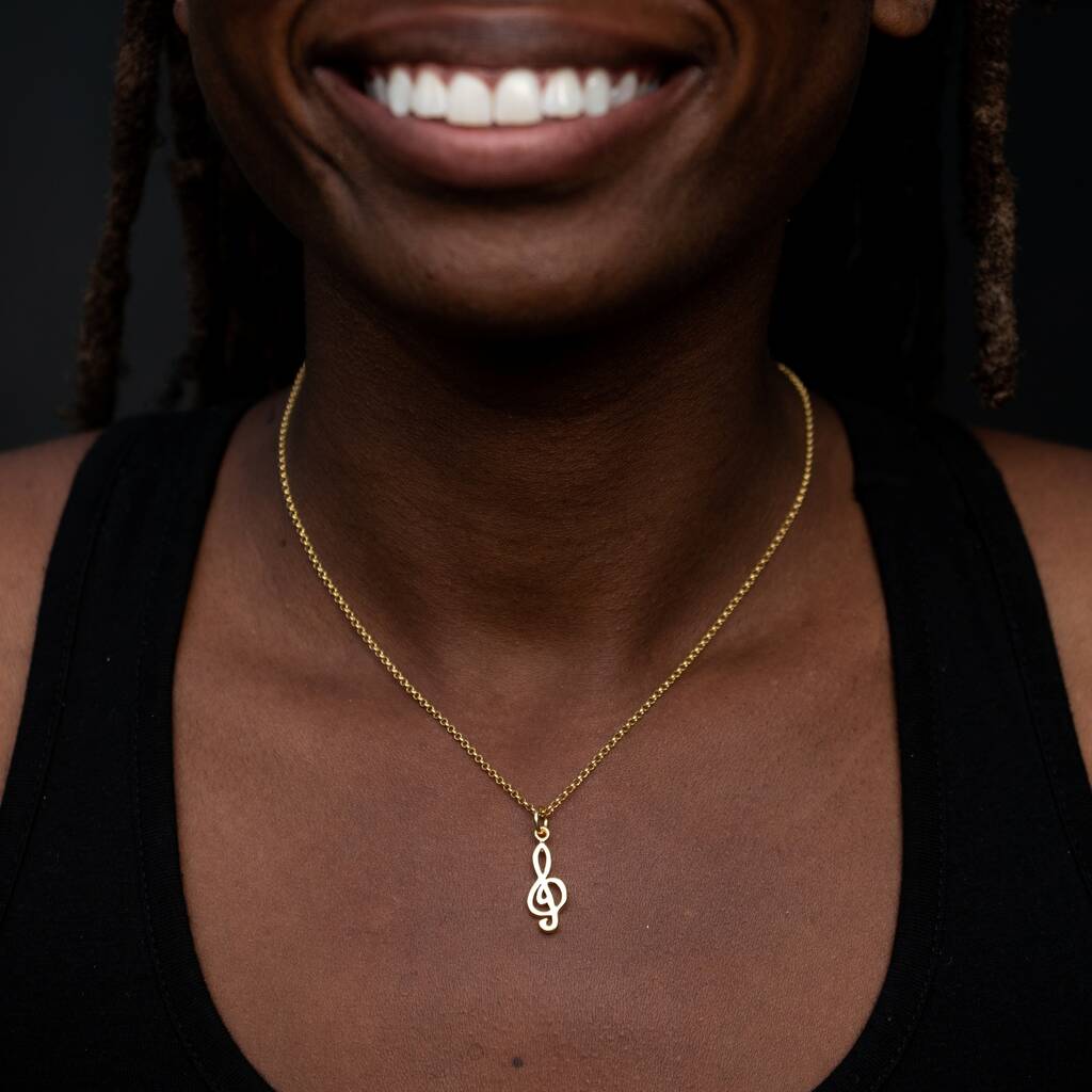 Treble Clef Necklace, Sterling Silver Or Gold Plated By Lily Charmed ...