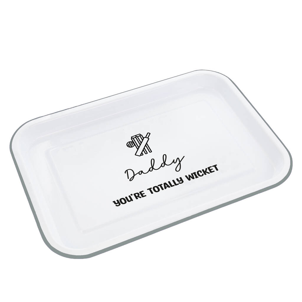 Personalised Cricket Themed Enamel Snack Tray By Duncan Stewart ...