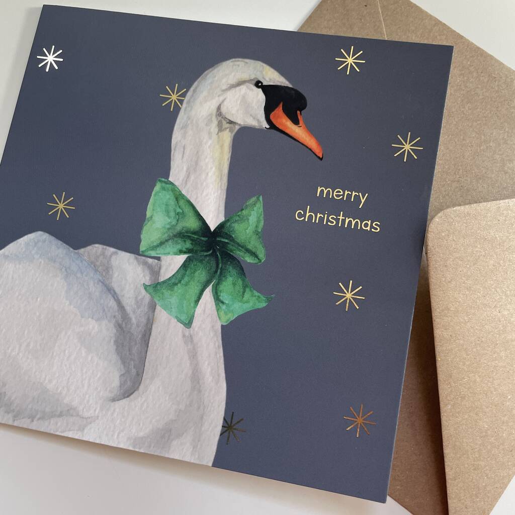 Gold Foil Swan Christmas Card By lil wabbit | notonthehighstreet.com