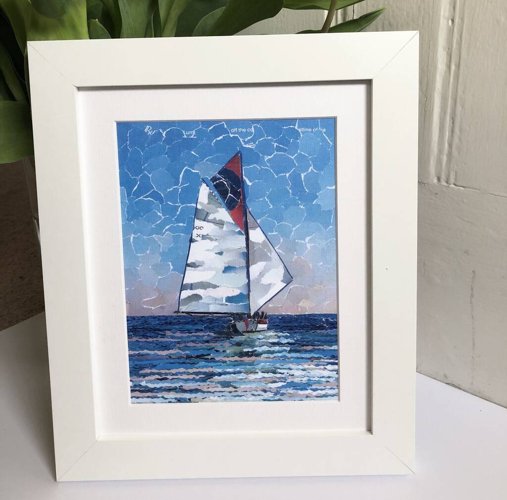 Falmouth Sailing Upcycled Paper Collage Print By Junk Mail Art ...