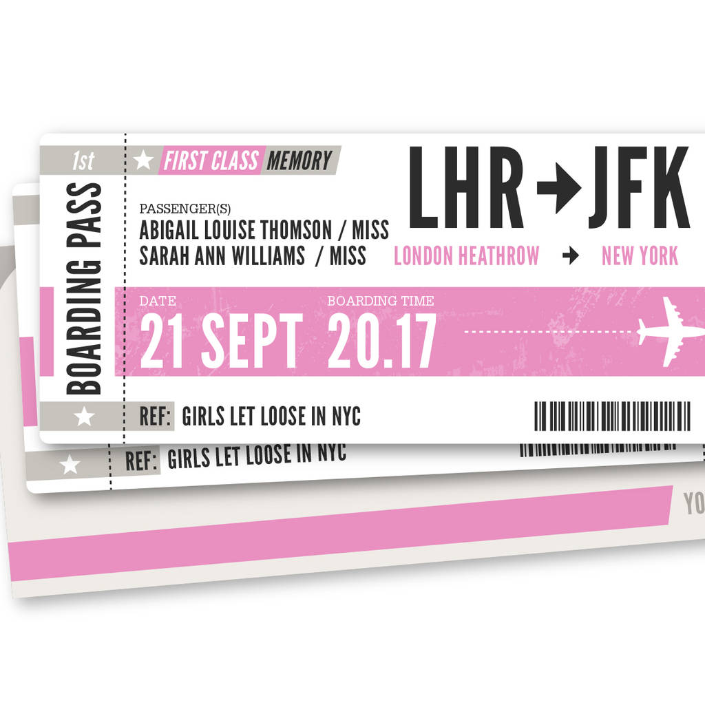 Personalised Boarding Pass Print By Katy Clemmans Notonthehighstreet
