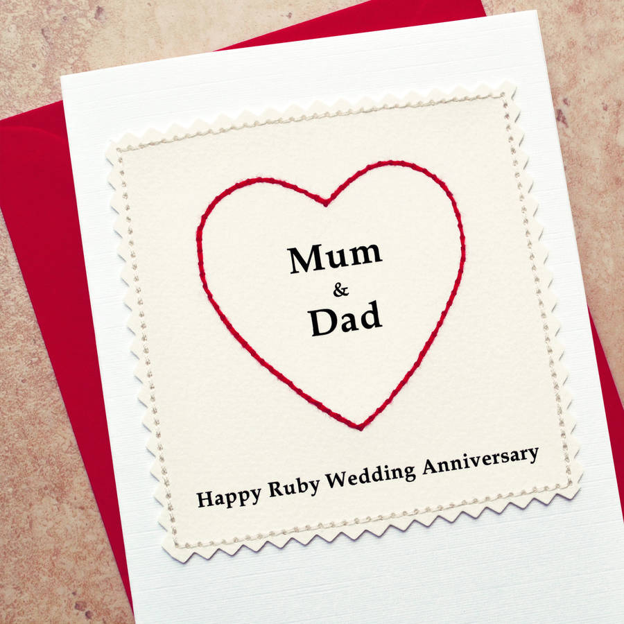 Ruby Wedding Anniversary Card Mum And Dad By Jenny Arnott Cards 