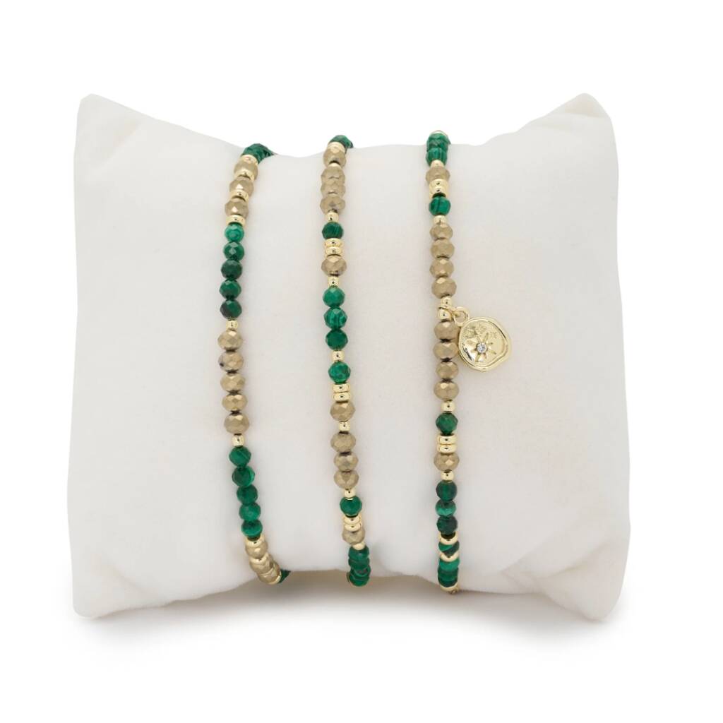 Emerald Three Layer Bracelet Stack By Boho Betty