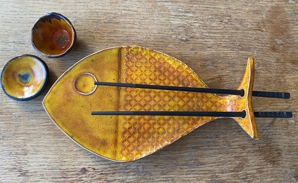 Handmade Ceramic Goldfish Plate Ideal For Sushi By Rachel Collyer Ceramics