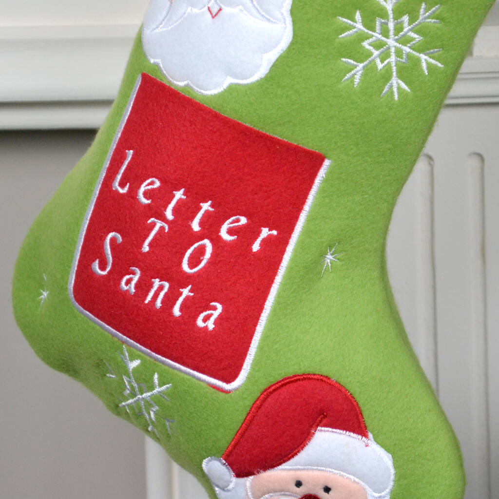 Personalised Green 'Letter to Santa' Christmas Stocking By 1st Birthday ...