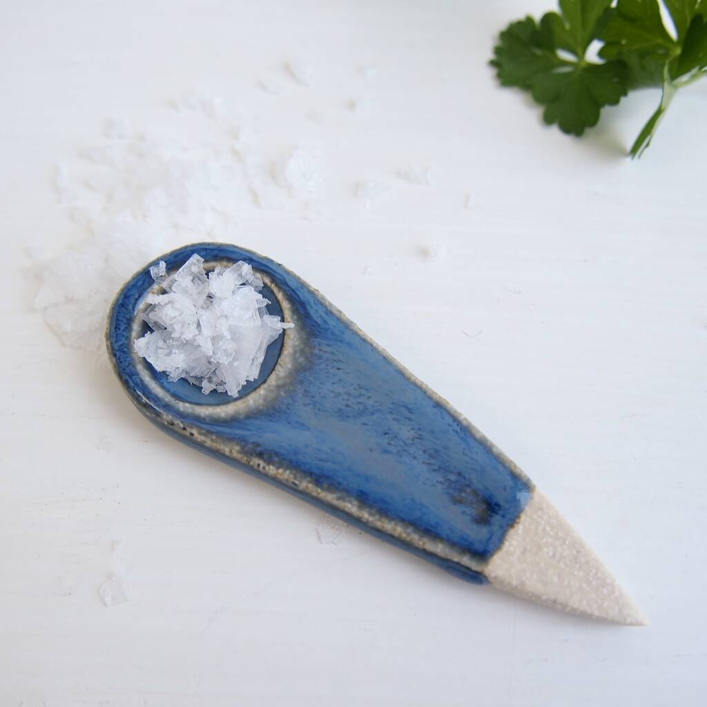Handmade Small Pottery Blue Gloss Salt Or Spice Spoon By Kabinshop ...