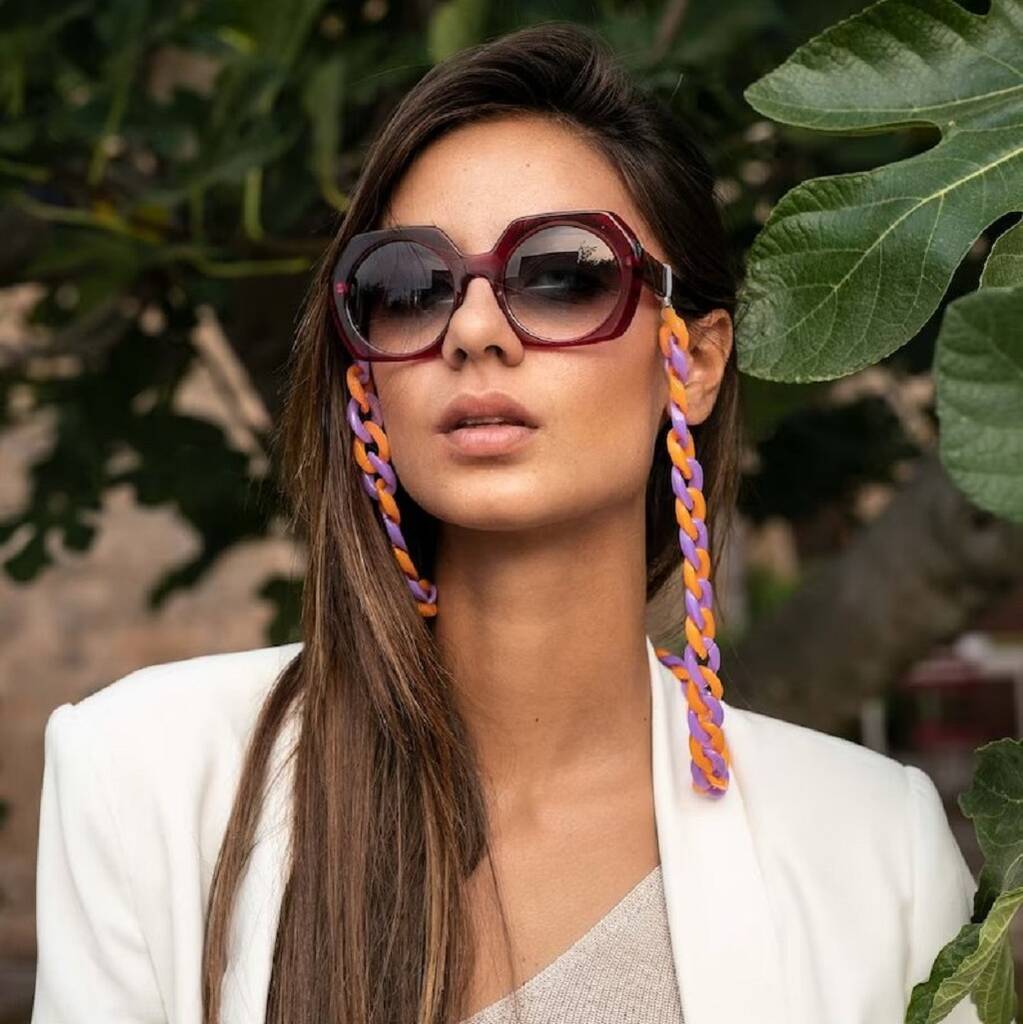 Glasses Chain Lilac And Orange Chunky Acrylic Chain By Kodes ...