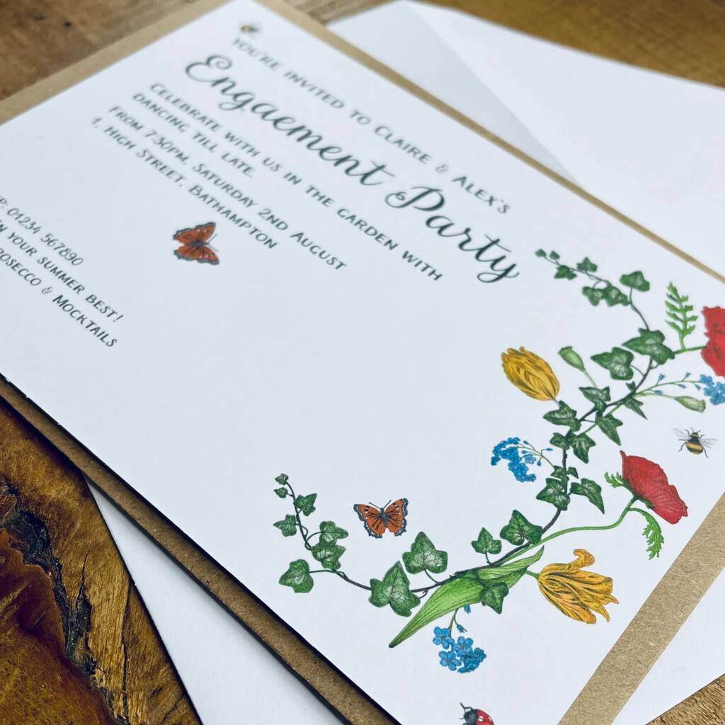 Botanical Invitations On Plain Or Plantable Card By Lunella ...