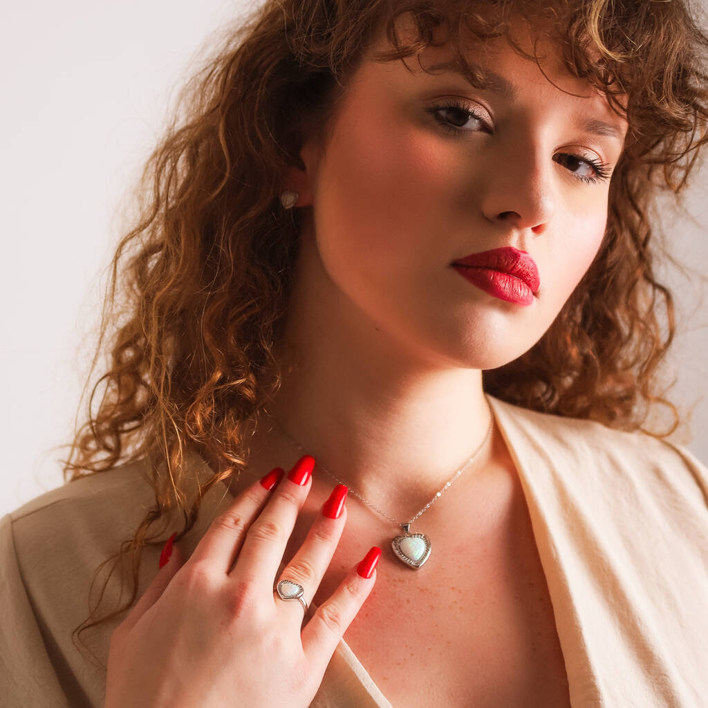 Roxanne Opal Heart Ring By Luna Charles