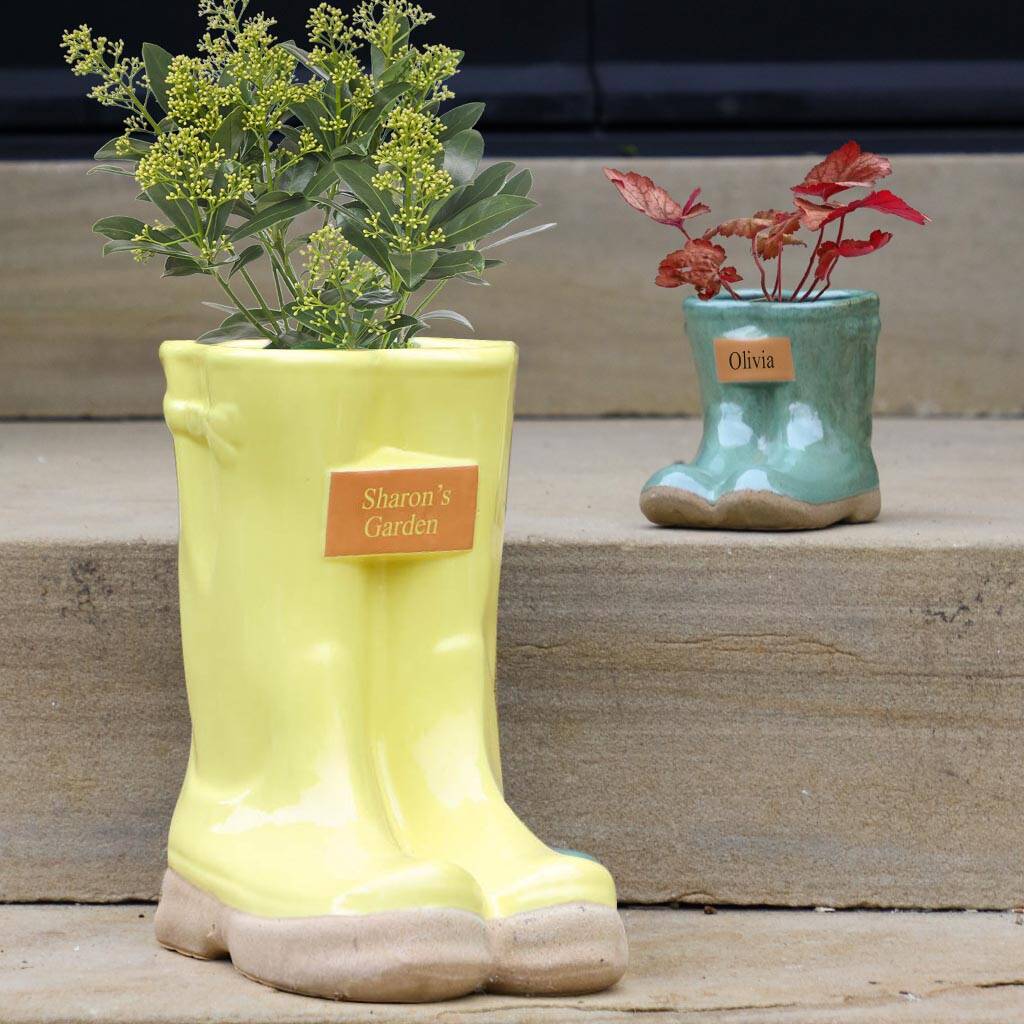 Buckden Personalised Welly Boots Planters By Dibor | notonthehighstreet.com