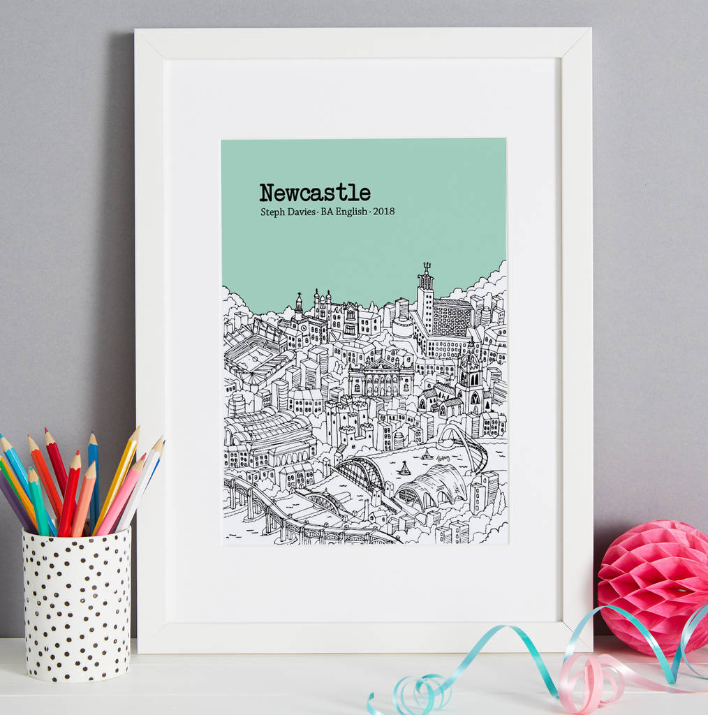 personalised newcastle print by tessa galloway illustration ...