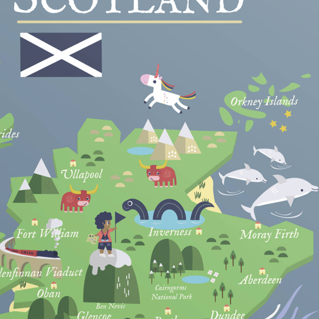 Illustrated Map Of Scotland Children's Print By Tiny Trinket Clay Dishes