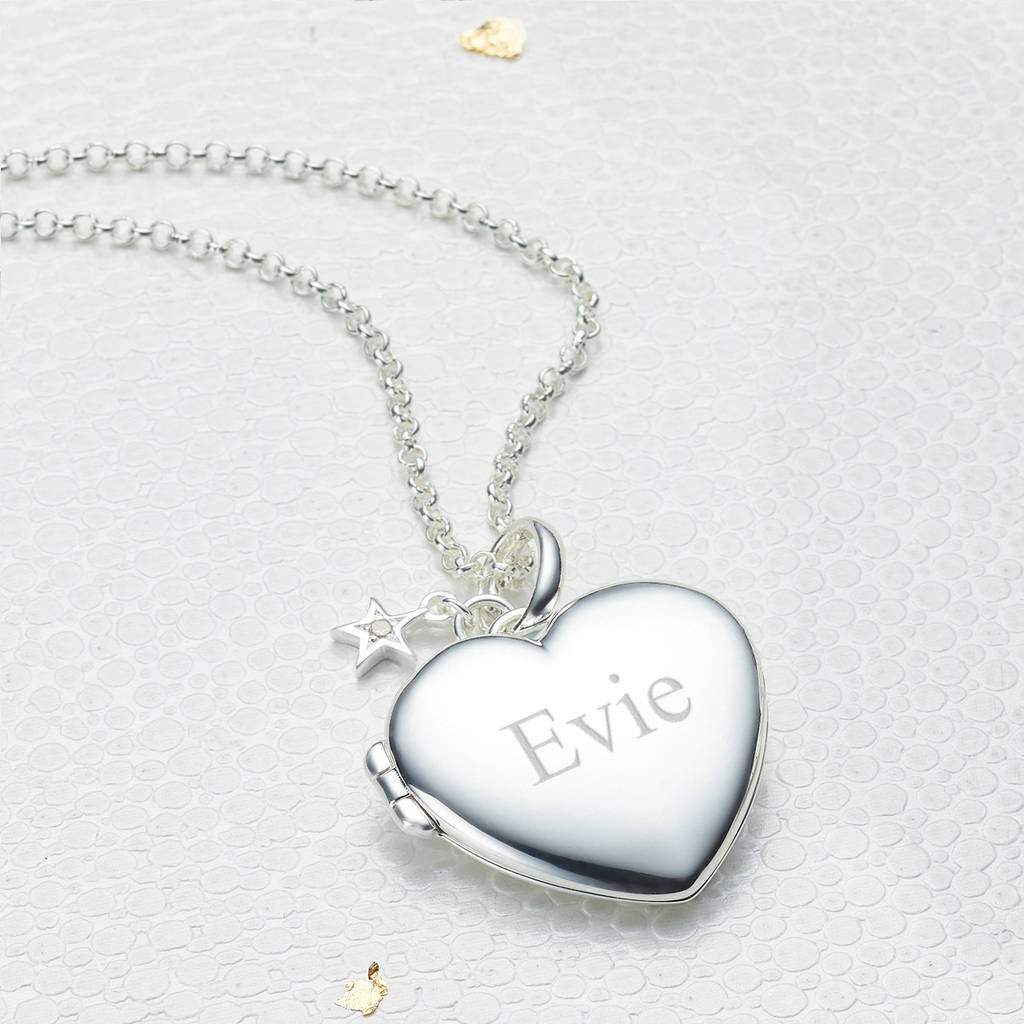 personalised large heart diamond locket by molly brown london ...