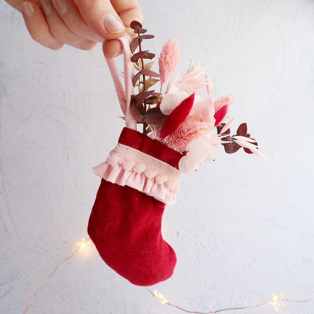 Christmas Stocking Dried Flower Tree Decoration 'Eve' By Mary Elizabeth ...