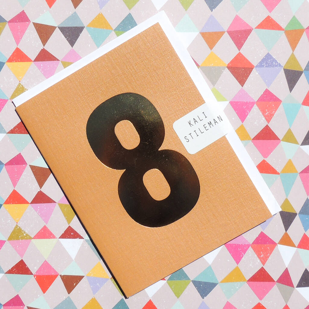 Mini Gold Foiled Number Eight Card By Kali Stileman Publishing