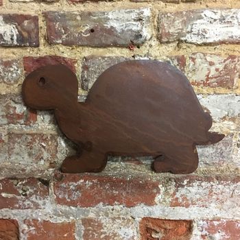 Rusted Metal Turtle Tortoise Garden Sign Ornament By The Rustic ...