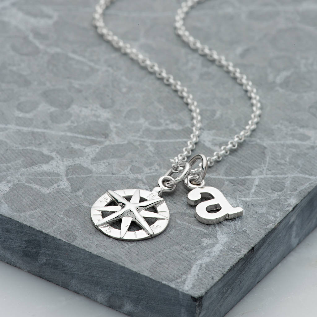 Personalised Sterling Silver Compass Necklace By Lily Charmed ...