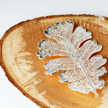 natural lacey oak leaf brooch by grace & valour | notonthehighstreet.com