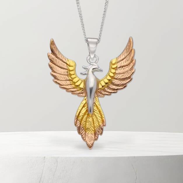 Rising Phoenix Necklace In Gold Plated Silver By Songs of Ink and Steel ...