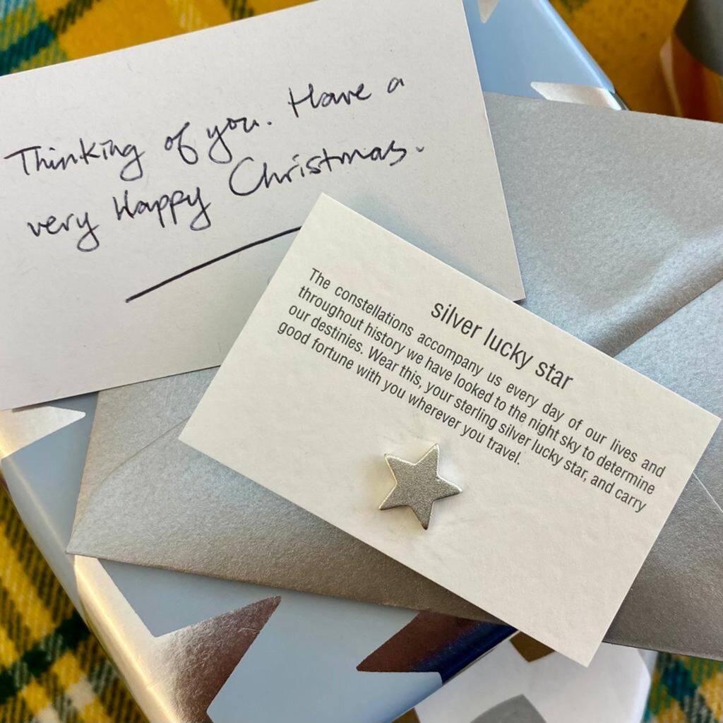 Christmas Card With Sterling Silver Star Token By Tales From The Earth