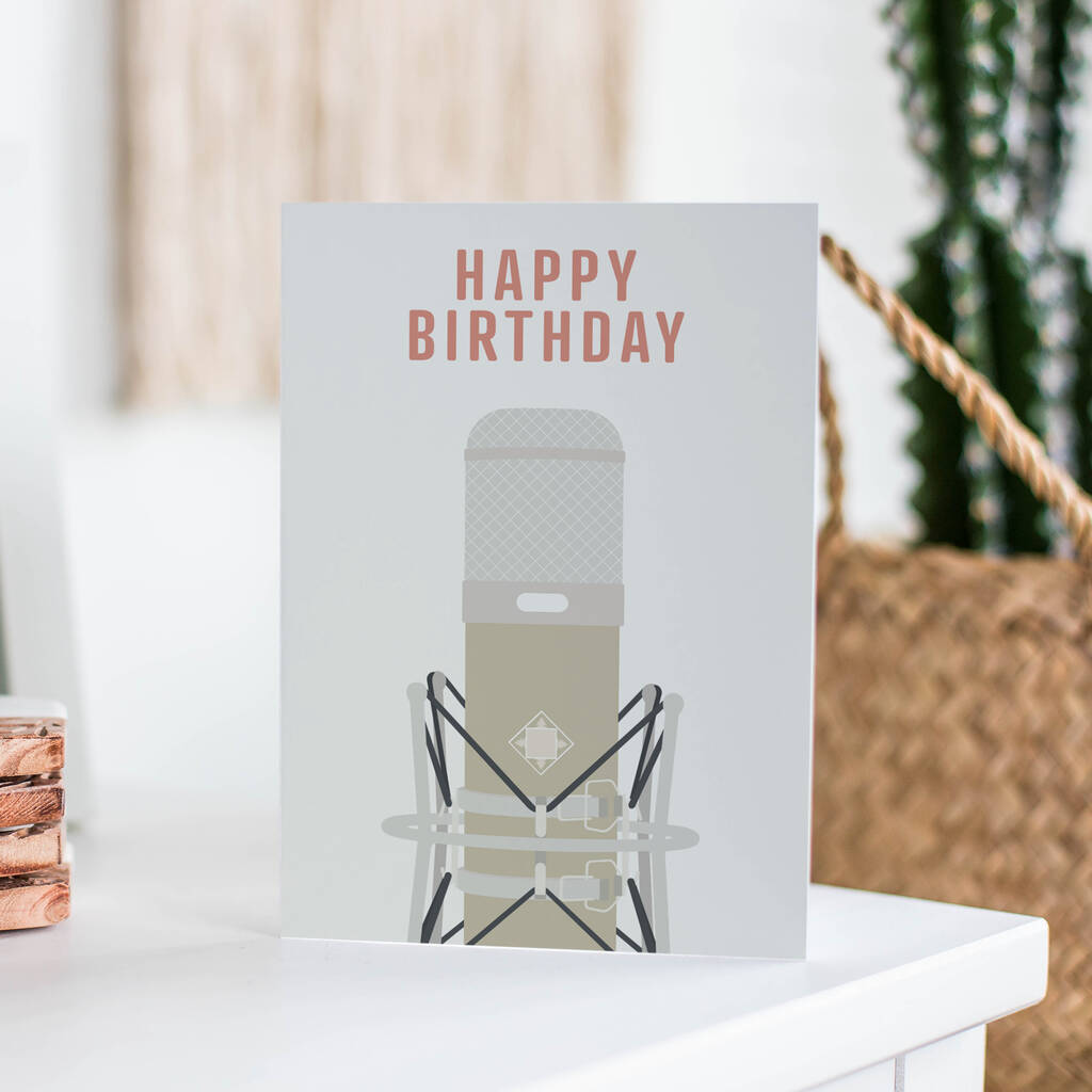 Microphone Birthday Card | Music Greetings Card By Thirty Forest ...