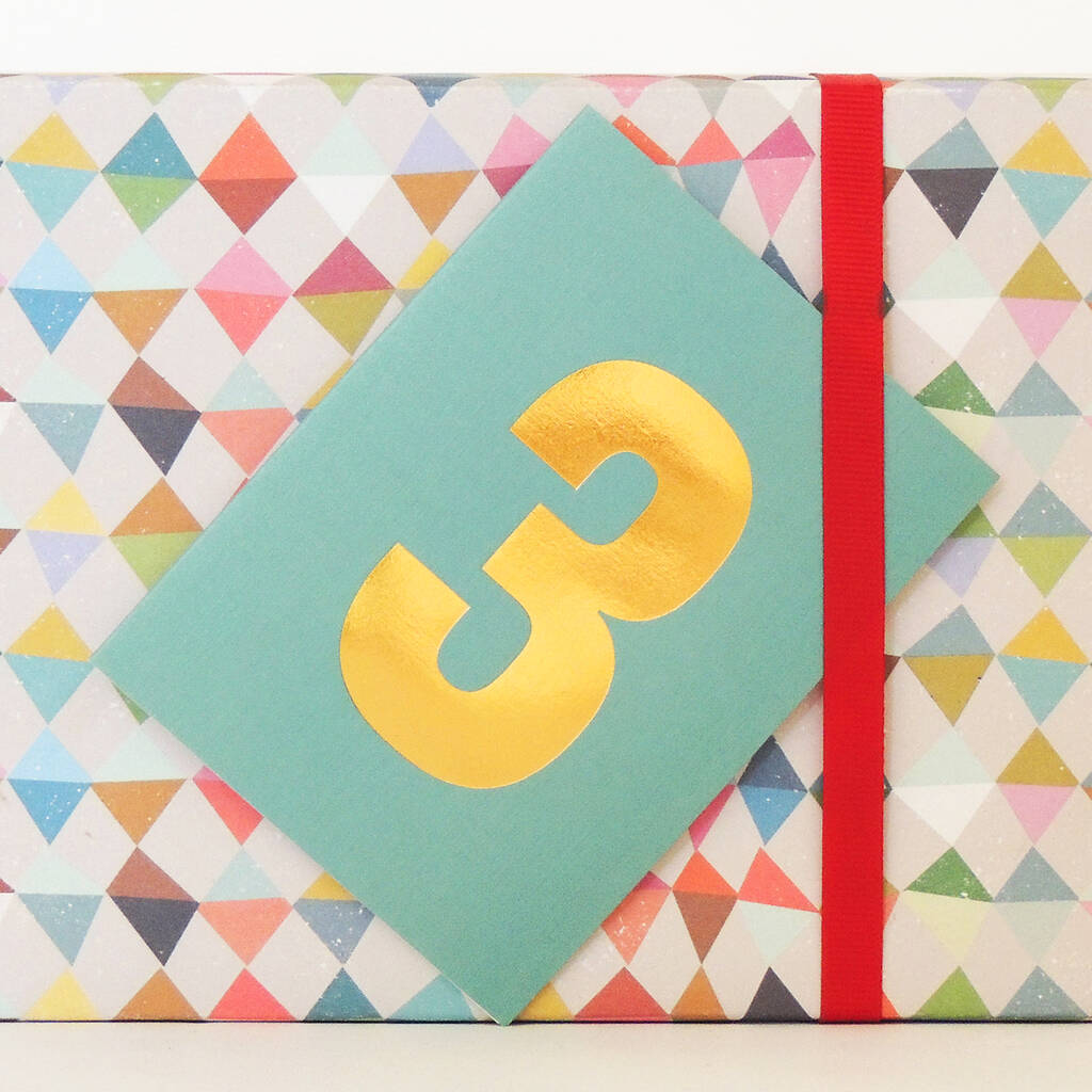 Mini Gold Foiled Number Three Card By Kali Stileman Publishing ...
