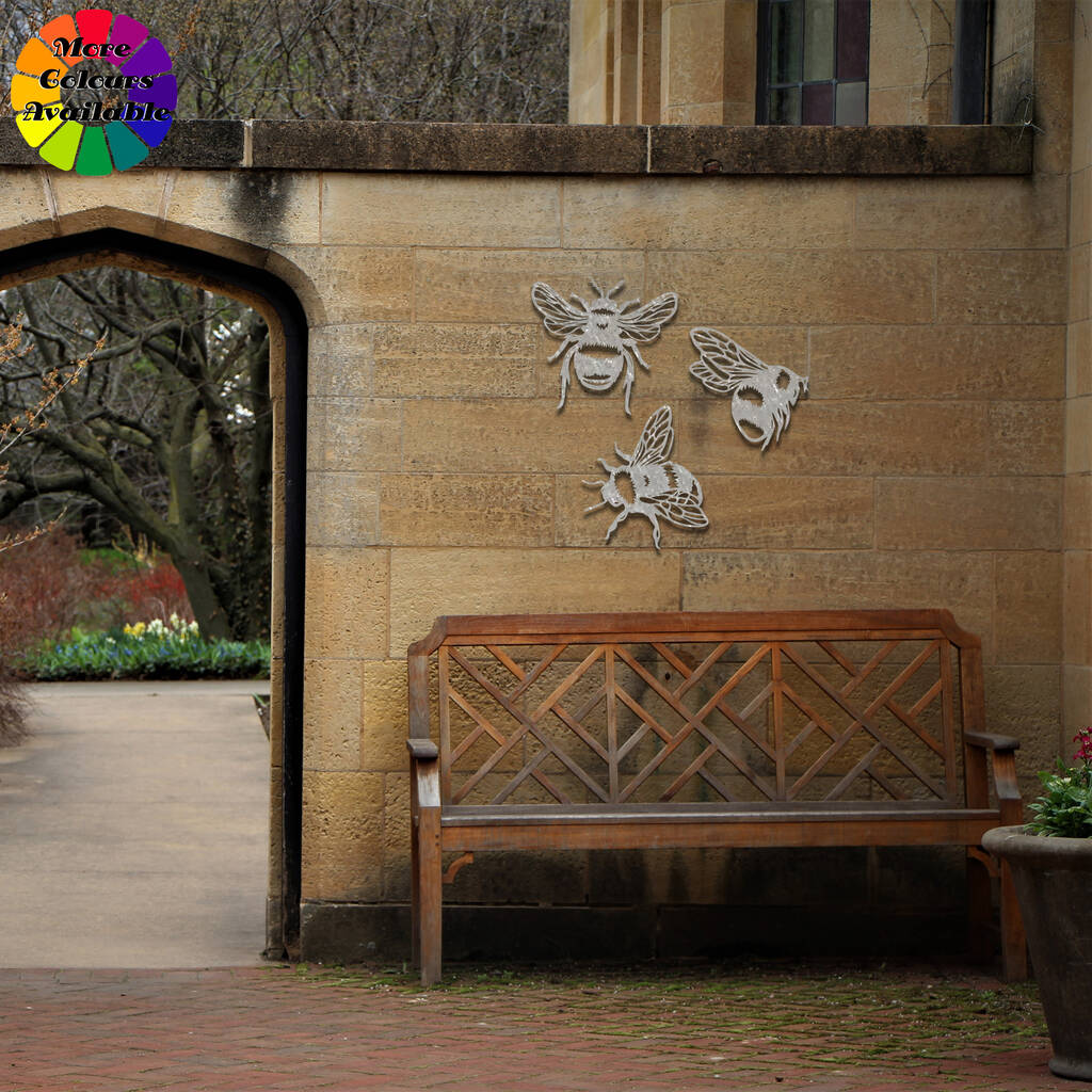 Set Of Three Metal Bees Rusty Metal Art Gardener Gift By Duke Craft ...