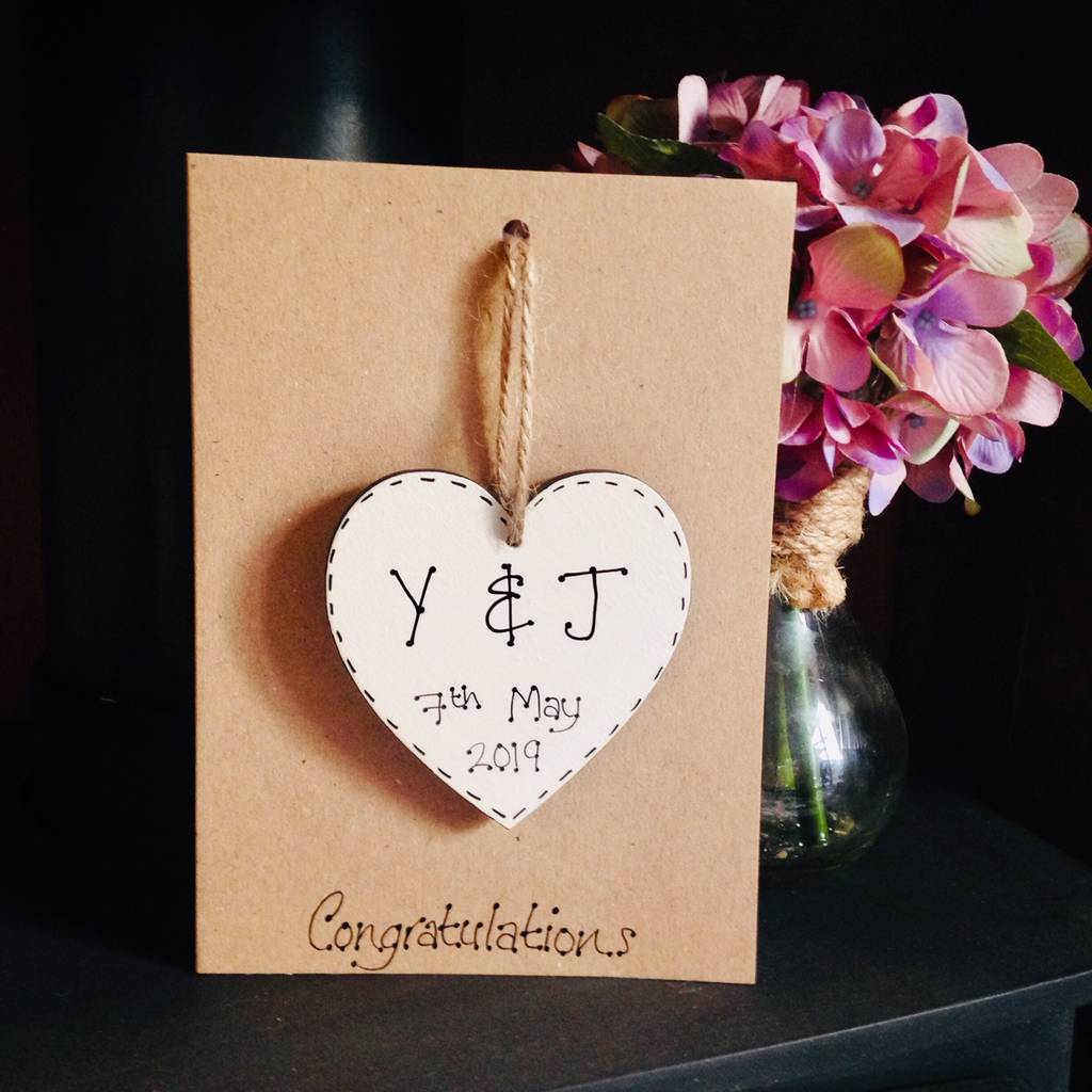 wooden keepsake card personalised wedding heart by craft heaven ...