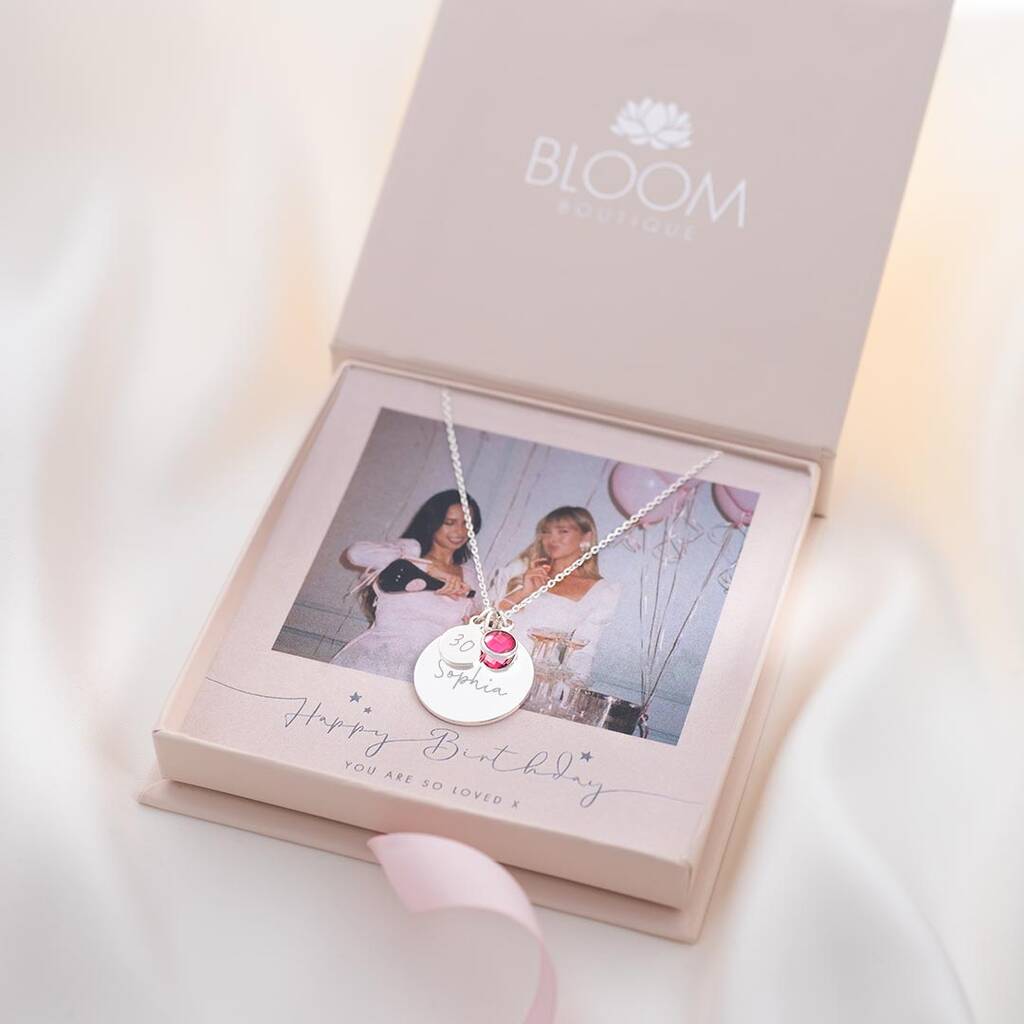 Personalised Birthday Disc Name Necklace Photo Gift Set By Bloom ...